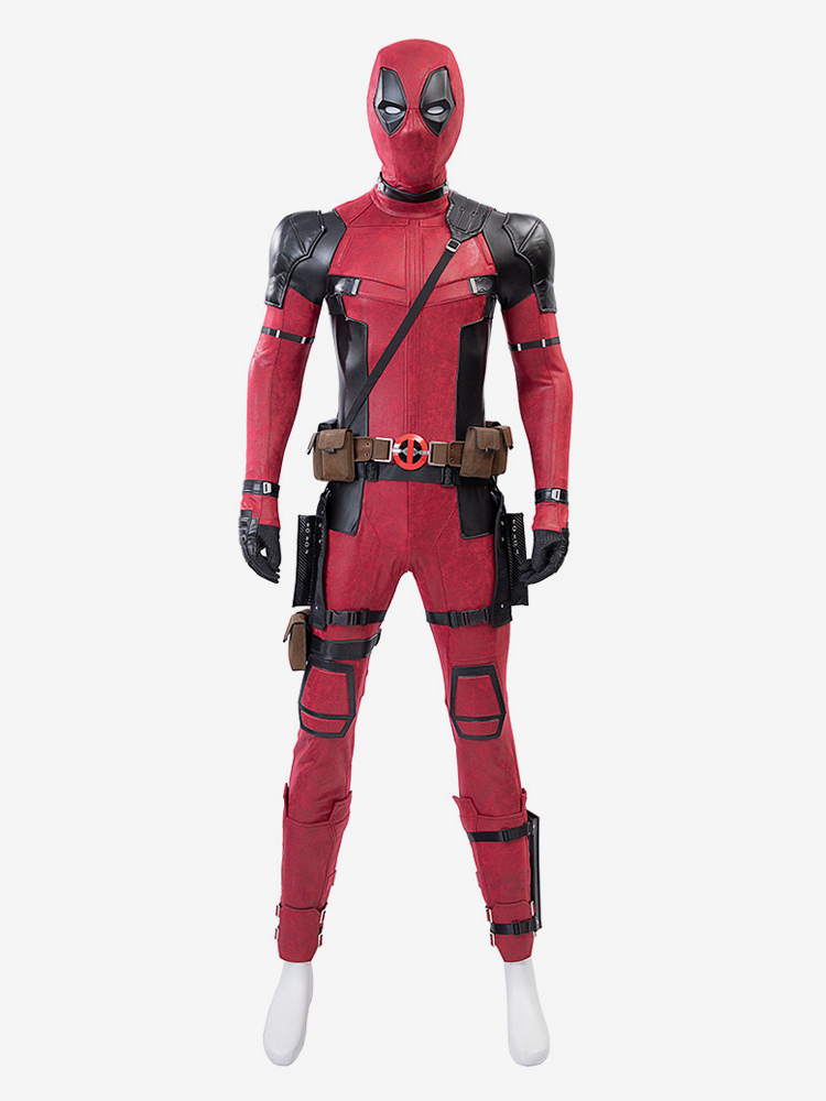 Deadpool Anime Cosplay Deadpool Dark Red Film Polyester Sash Hood Set ...